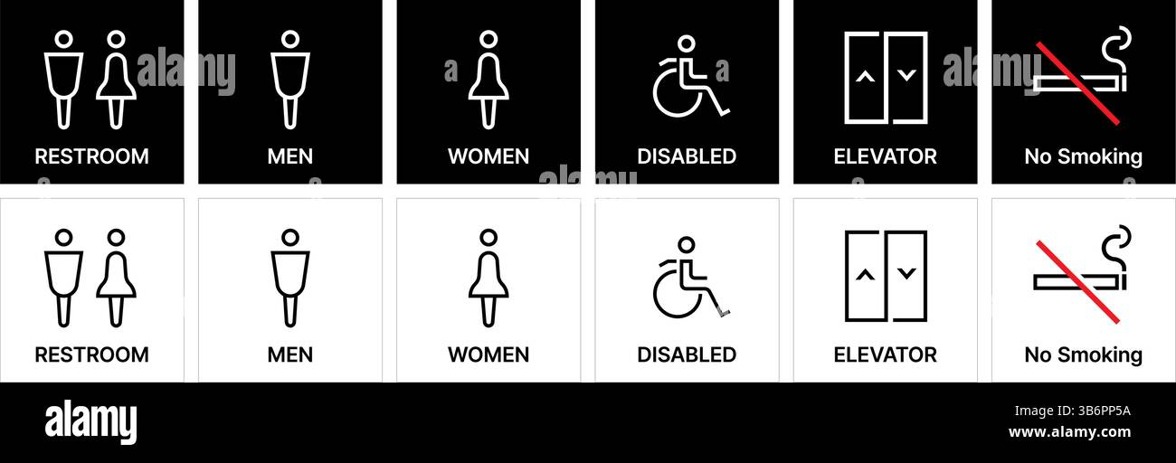 Modern vector pictogram icons for restroom, men, women, disabled access ...