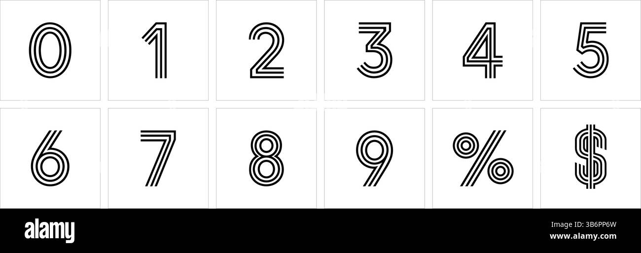 Double numbers digits Stock Vector Images - Alamy