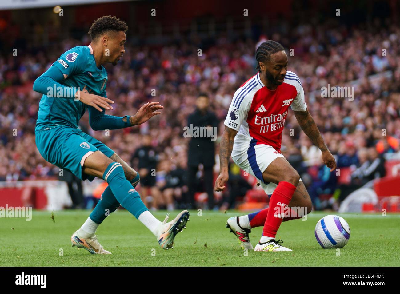 London, UK. 03rd May, 2025. Raheem Sterling of Arsenal under pressure ...