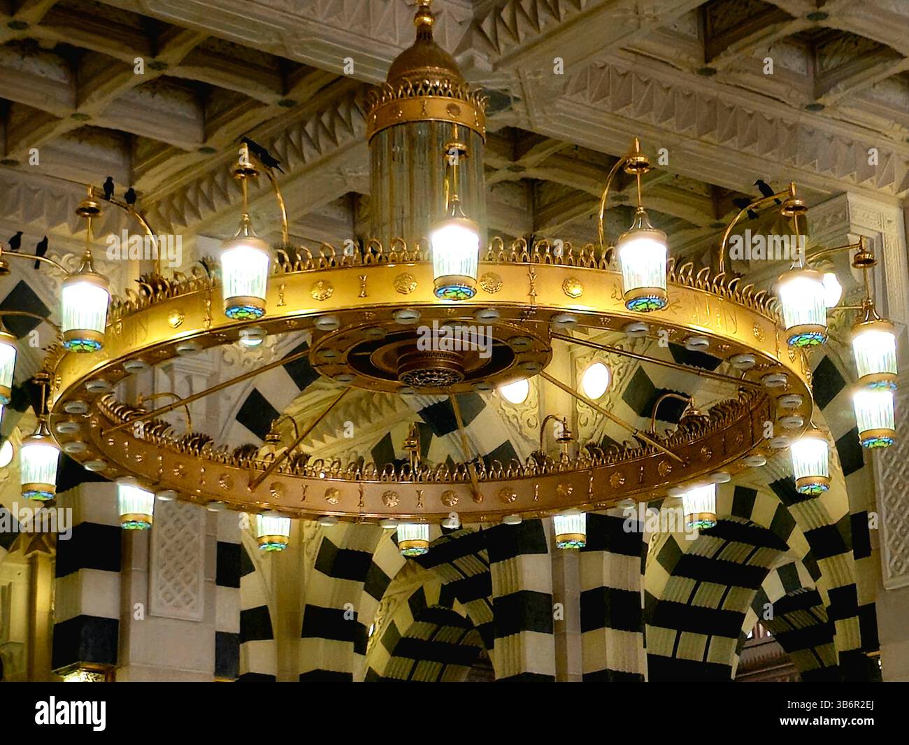 Medina, Saudi Arabia, June 26 2024: The lights of the Prophet's Mosque ...