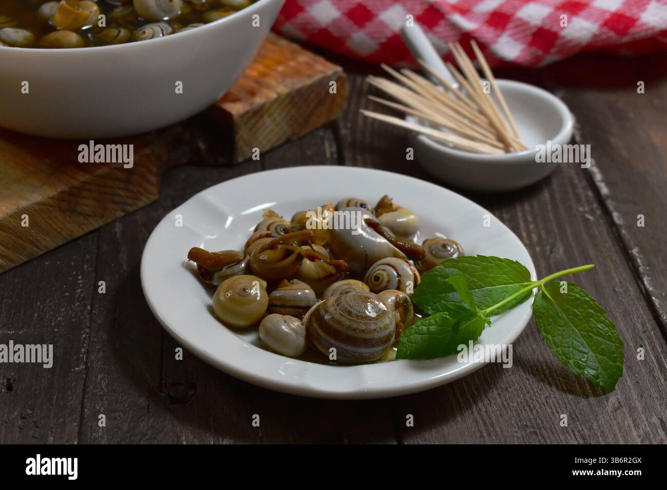 Spanish Tapas Snails Food Background Stock Photo - Alamy