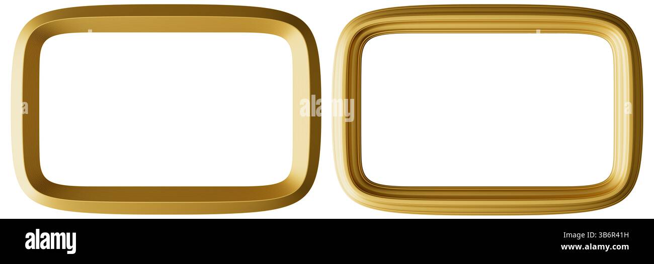 Golden rectangular frames with a sleek metallic border create an ...