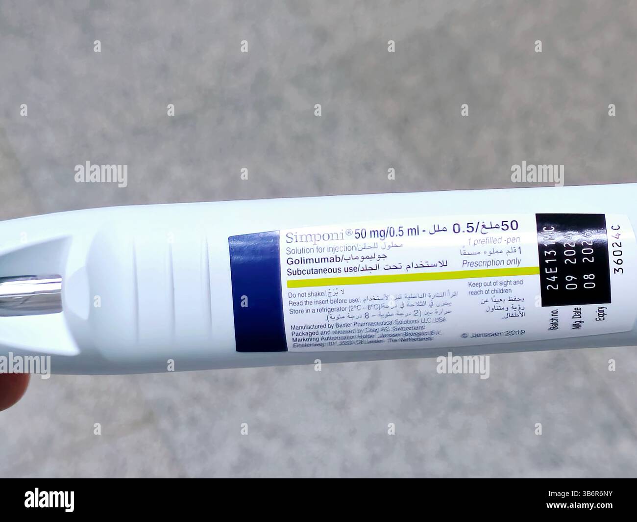 Cairo, Egypt, April 23 2025: Simponi 50mg per 0.5 ML prefilled pen ...