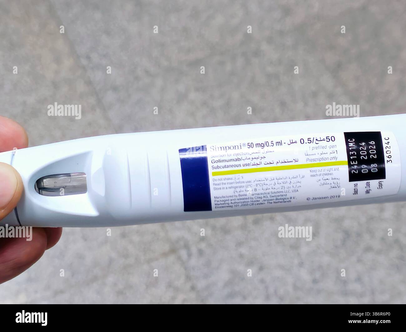 Cairo, Egypt, April 23 2025: Simponi 50mg per 0.5 ML prefilled pen ...