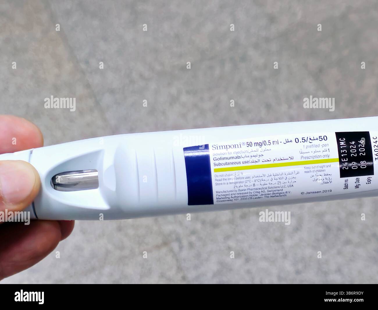 Cairo, Egypt, April 23 2025: Simponi 50mg per 0.5 ML prefilled pen ...