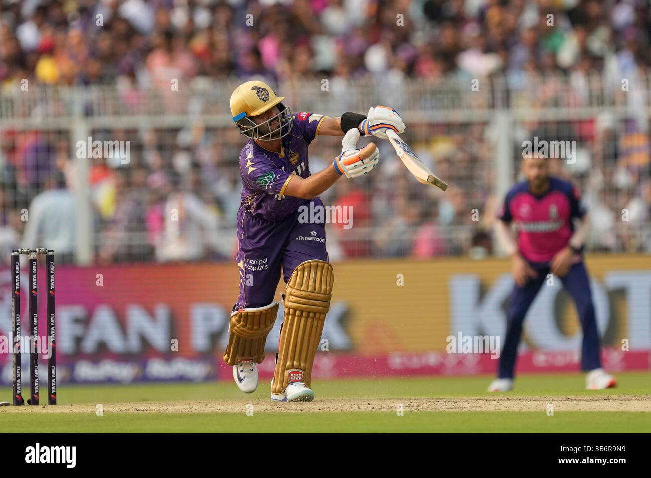 Kolkata Knight Riders' captain Ajinkya Rahane bats during the Indian ...