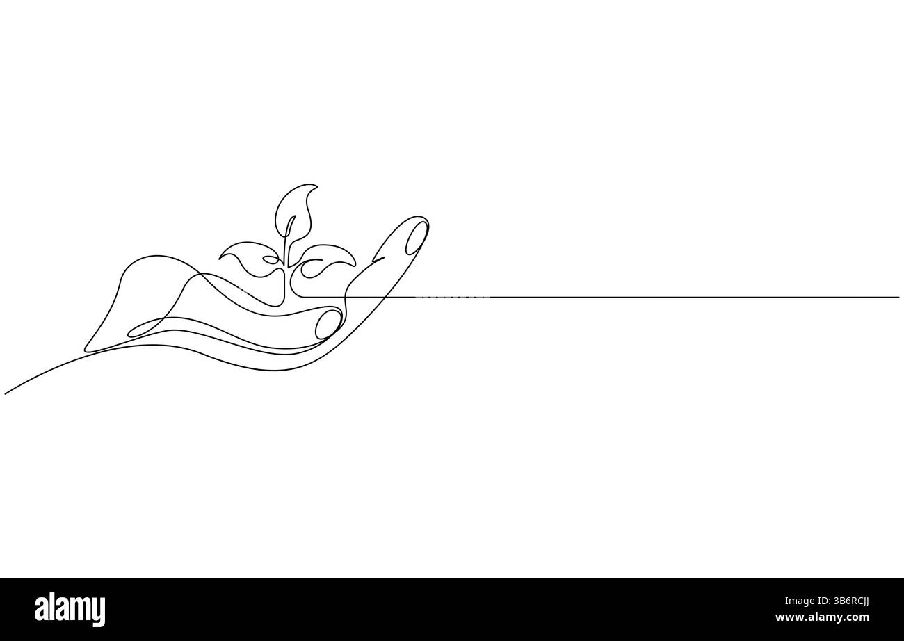 Continuous Line Drawing of Environmental Protection Icon. World ...