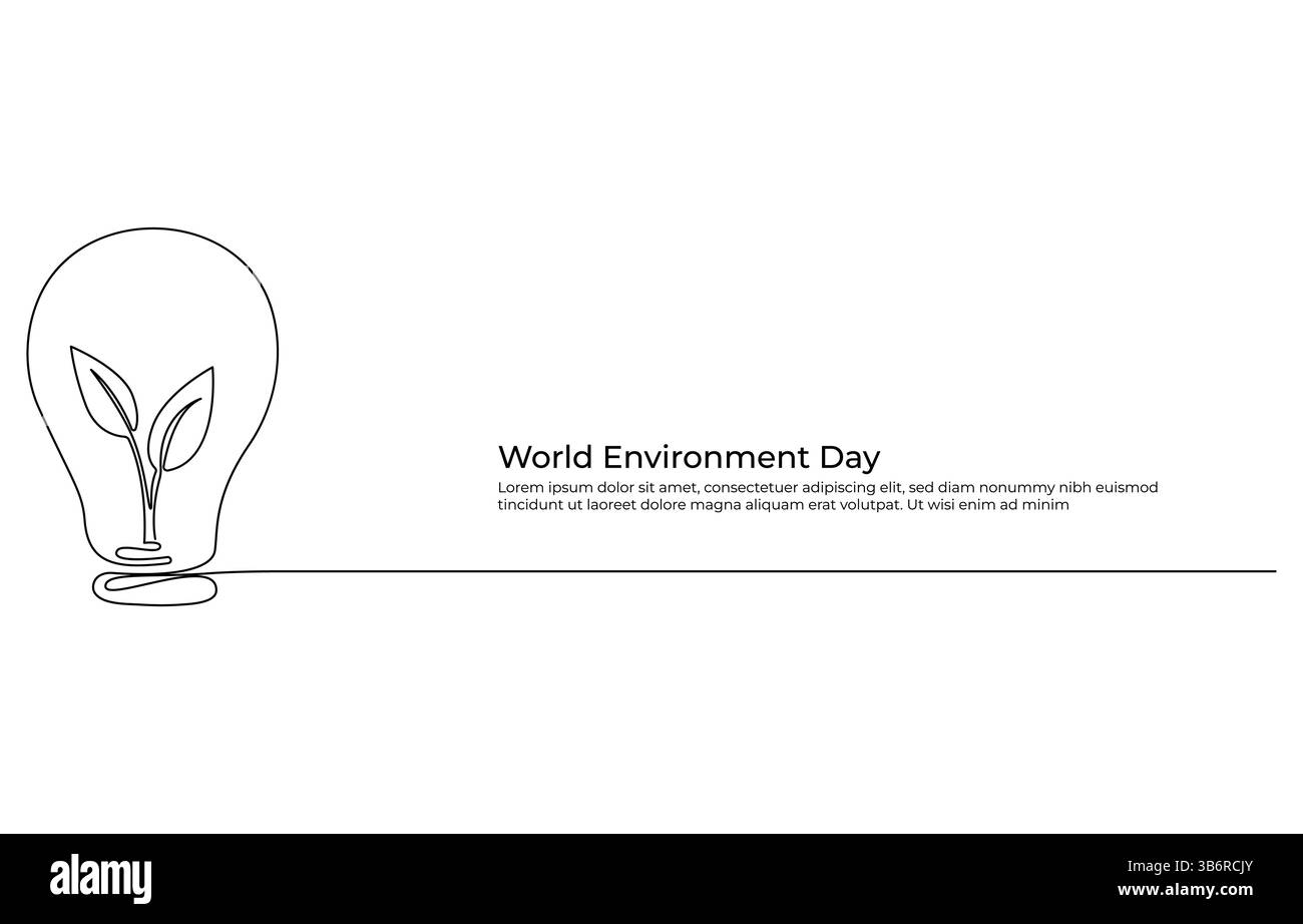 Continuous Line Drawing of Environmental Protection Icon. World ...