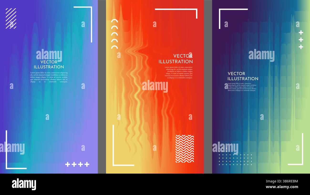 Vector illustration. Vibrant wavy patterns of dynamic neon lines ...