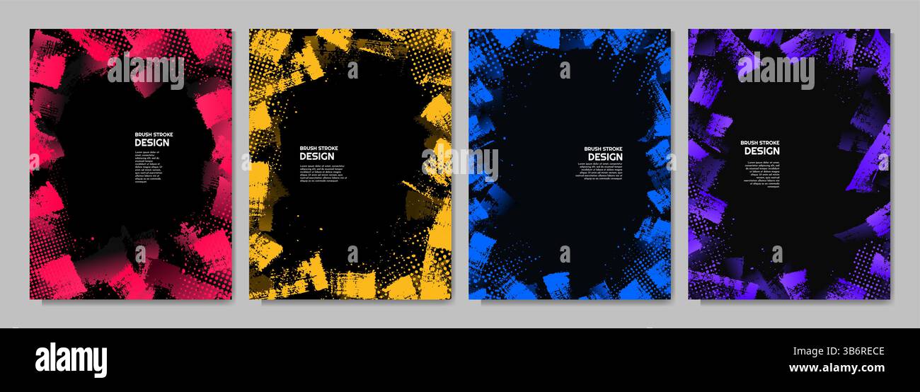 Vector illustration. Layered brush stroke with halftone dots. Hand ...