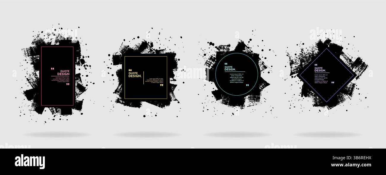 Vector background for text. Grunge banners set. Black paint. Ink brush ...