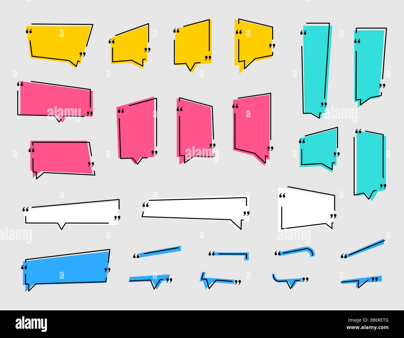 Vector illustration. Quote frames blank template set. Isolated text box ...