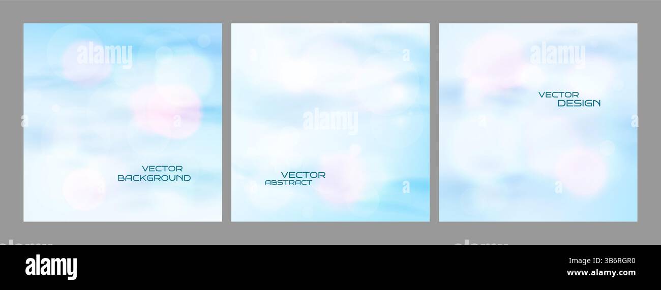 Vector illustration. Soft blue color clouds layer with bokeh lights on ...