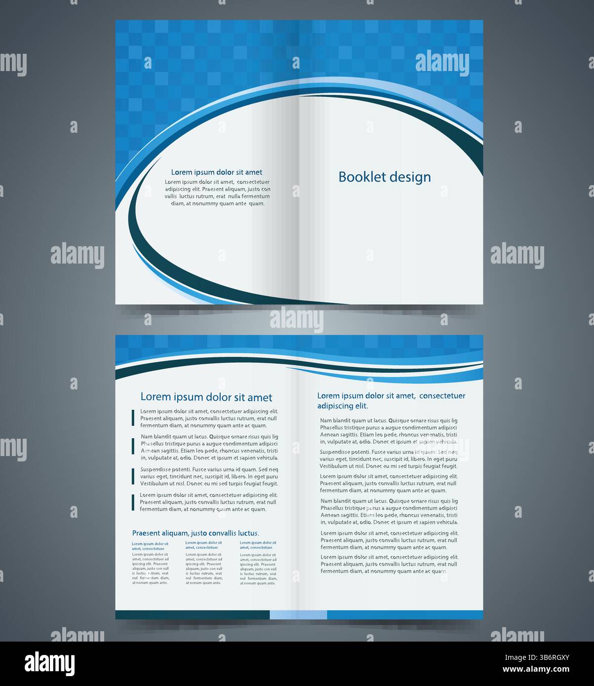 Blue bifold brochure template design, business leaflet, booklet Stock ...