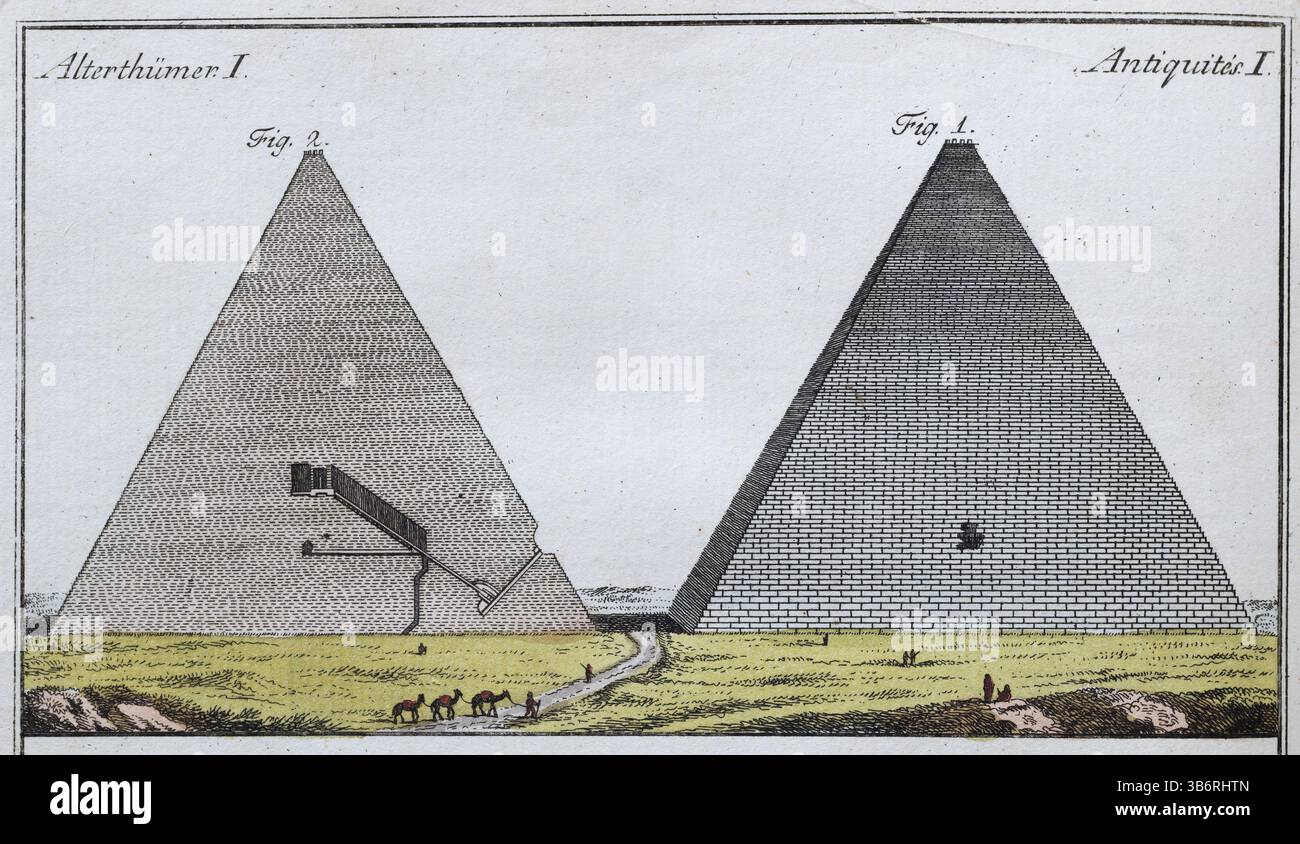 Egyptian pyramids, the seven wonders of the world, hand-coloured ...
