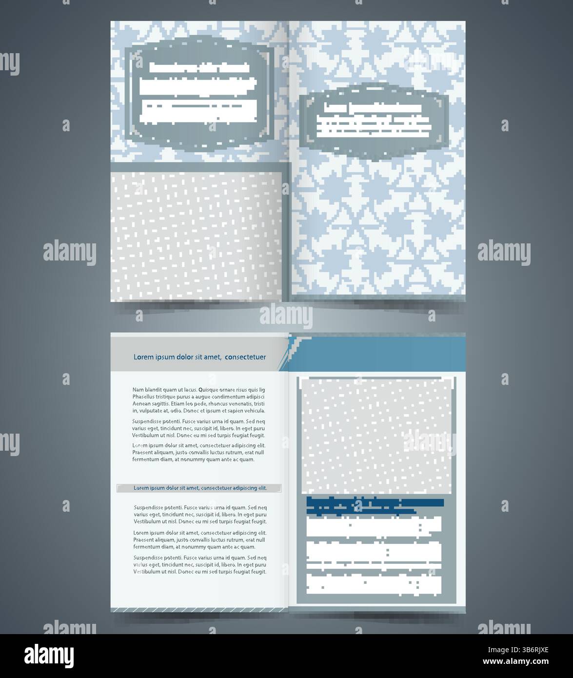 Empty bifold brochure template design with pattern, business leaflet ...