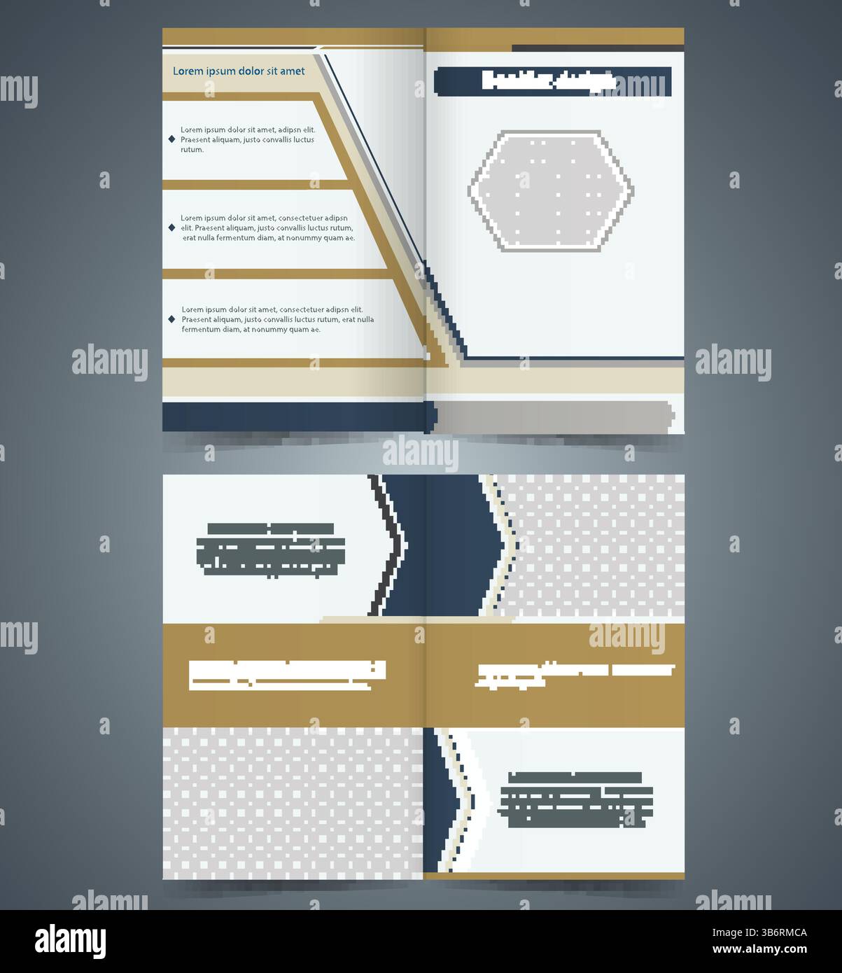 Brown bifold brochure template design, business leaflet, booklet Stock ...