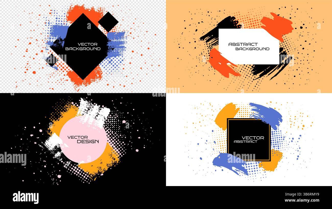 Vector illustration. Brush stroke frame for text. Modern Art graphics ...