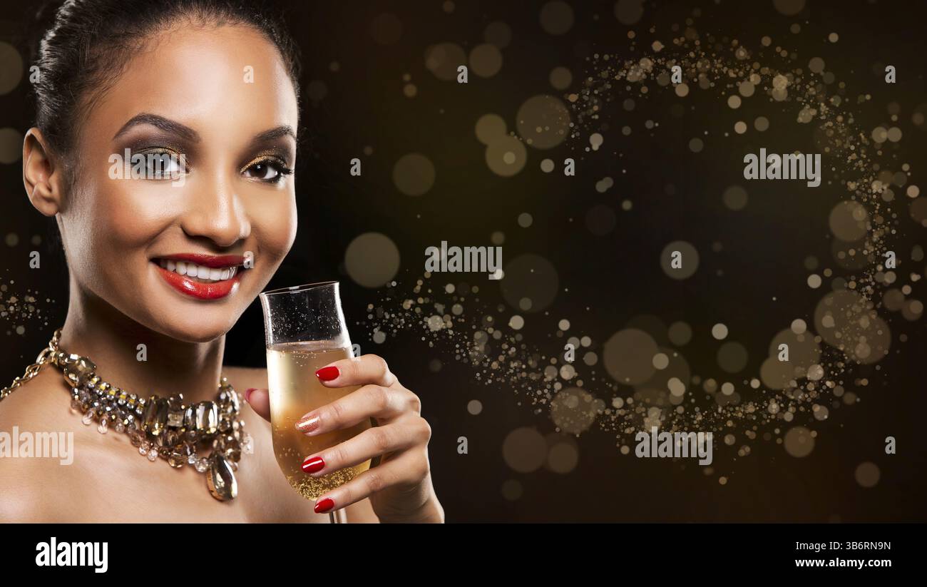 Romantic Indian woman with golden makeup and nailpolish. Big gold ...