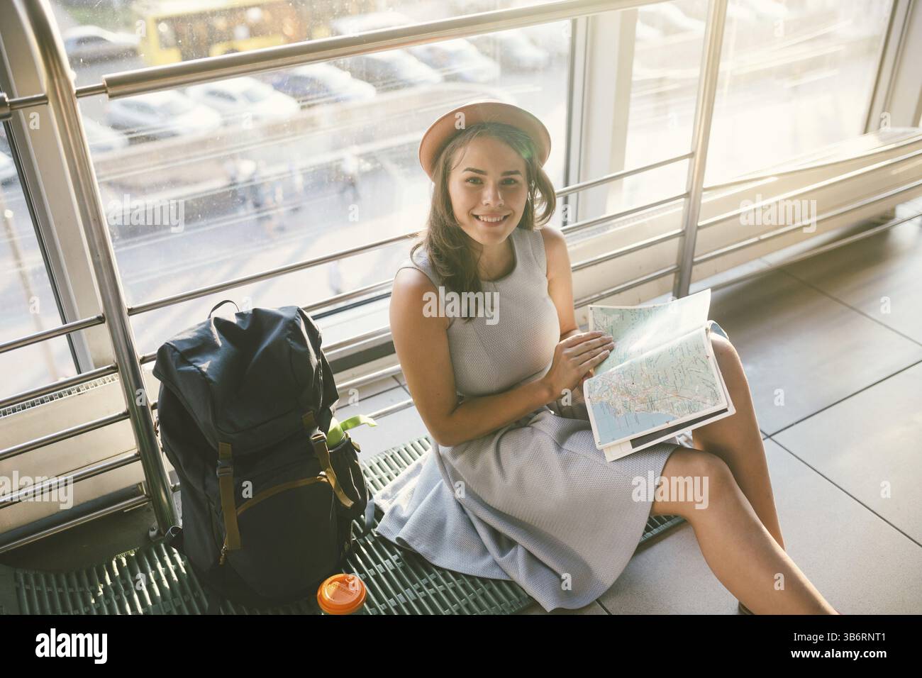 Waiting, delayed transport in the terminal of the airport or train ...