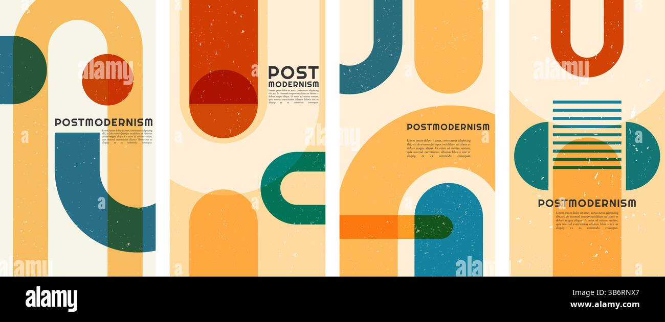 Vector illustration. Geometric rounded shapes in postmodern style ...