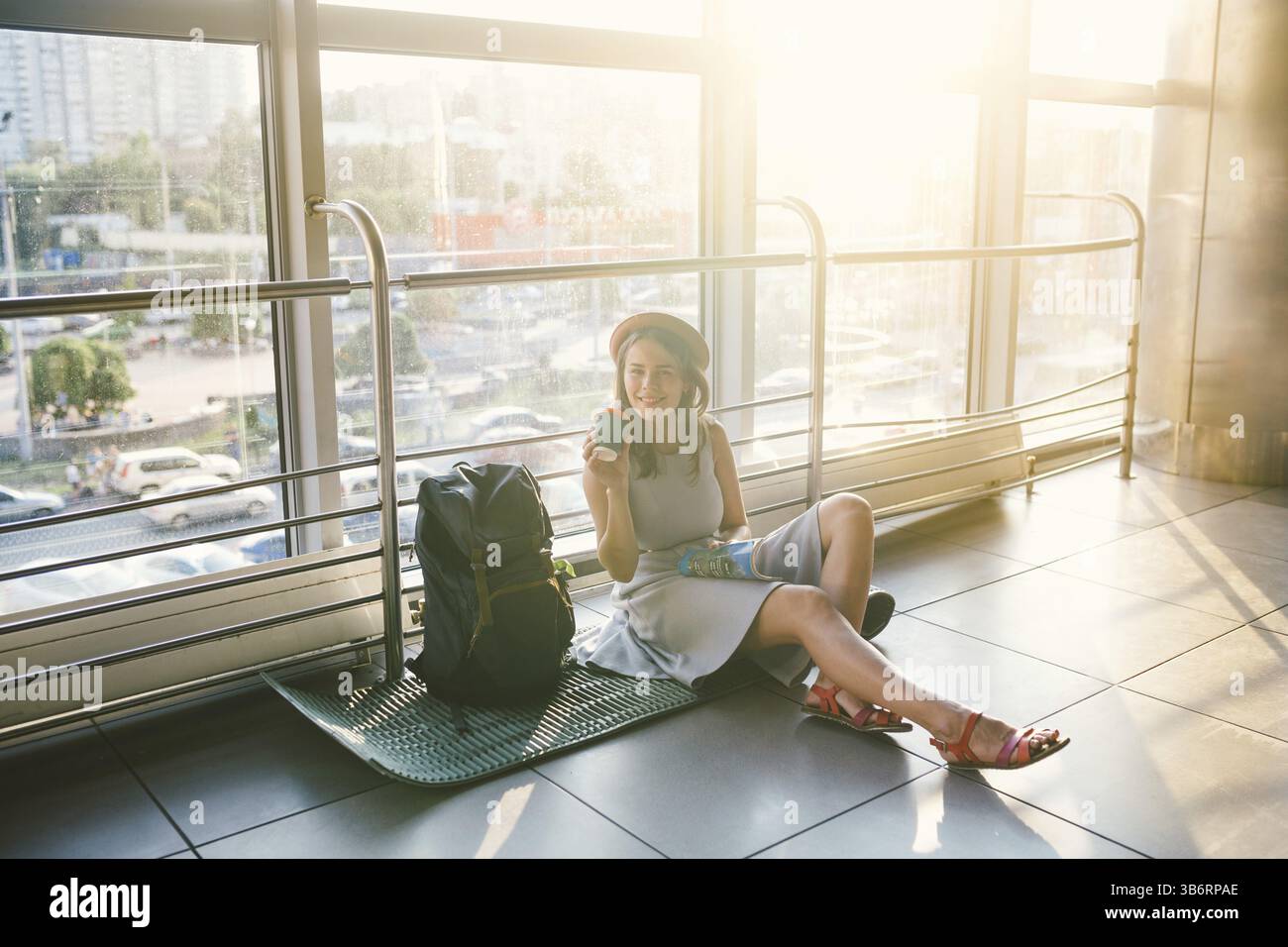 Waiting, delayed transport in the terminal of the airport or train ...