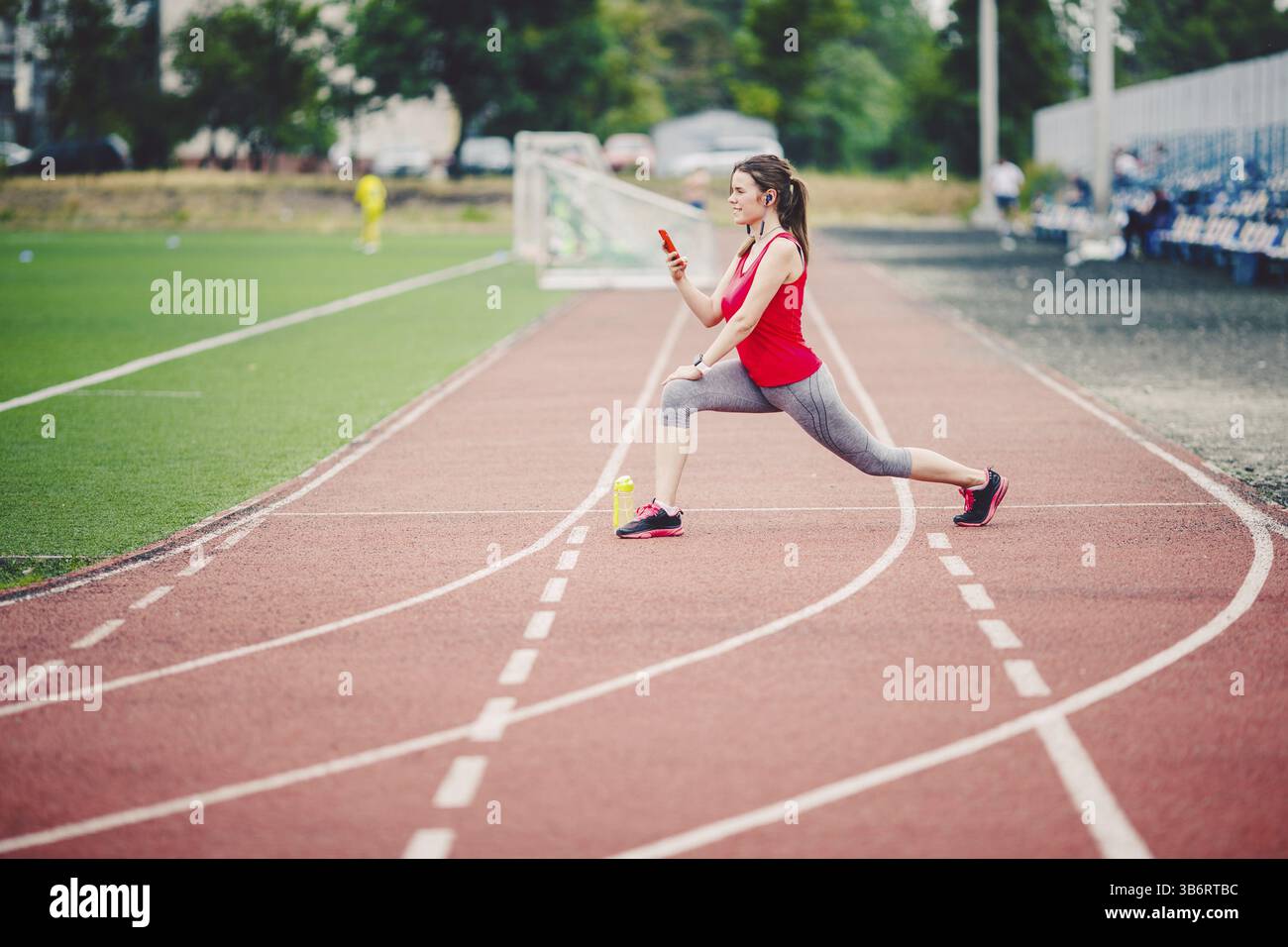 Sports fitness Caucasian women doing warm-up before exercise. Athlete ...