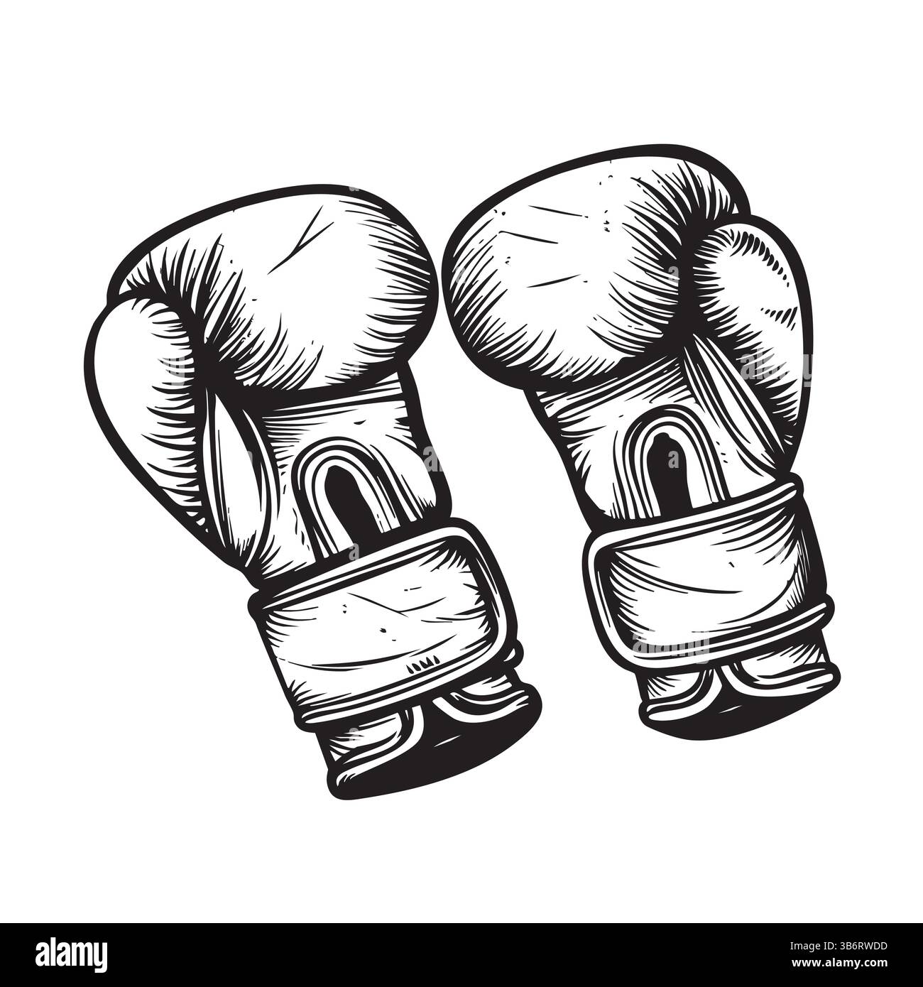 Boxing gloves sketch isolated. Sporting equipment for boxing Retro ...