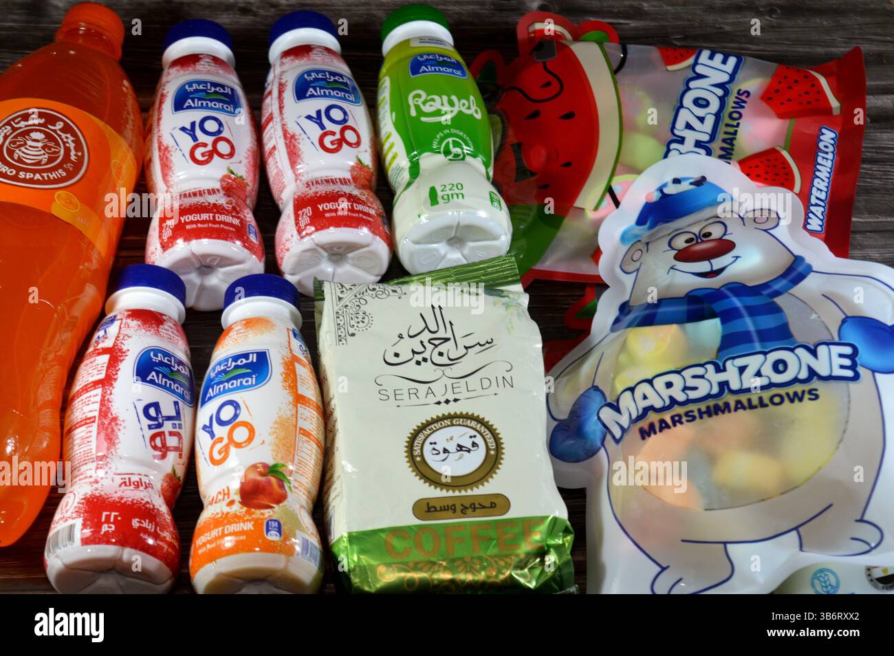 Cairo, Egypt, April 3 2025: Spiro Spathis soda drink, Marshzone ...