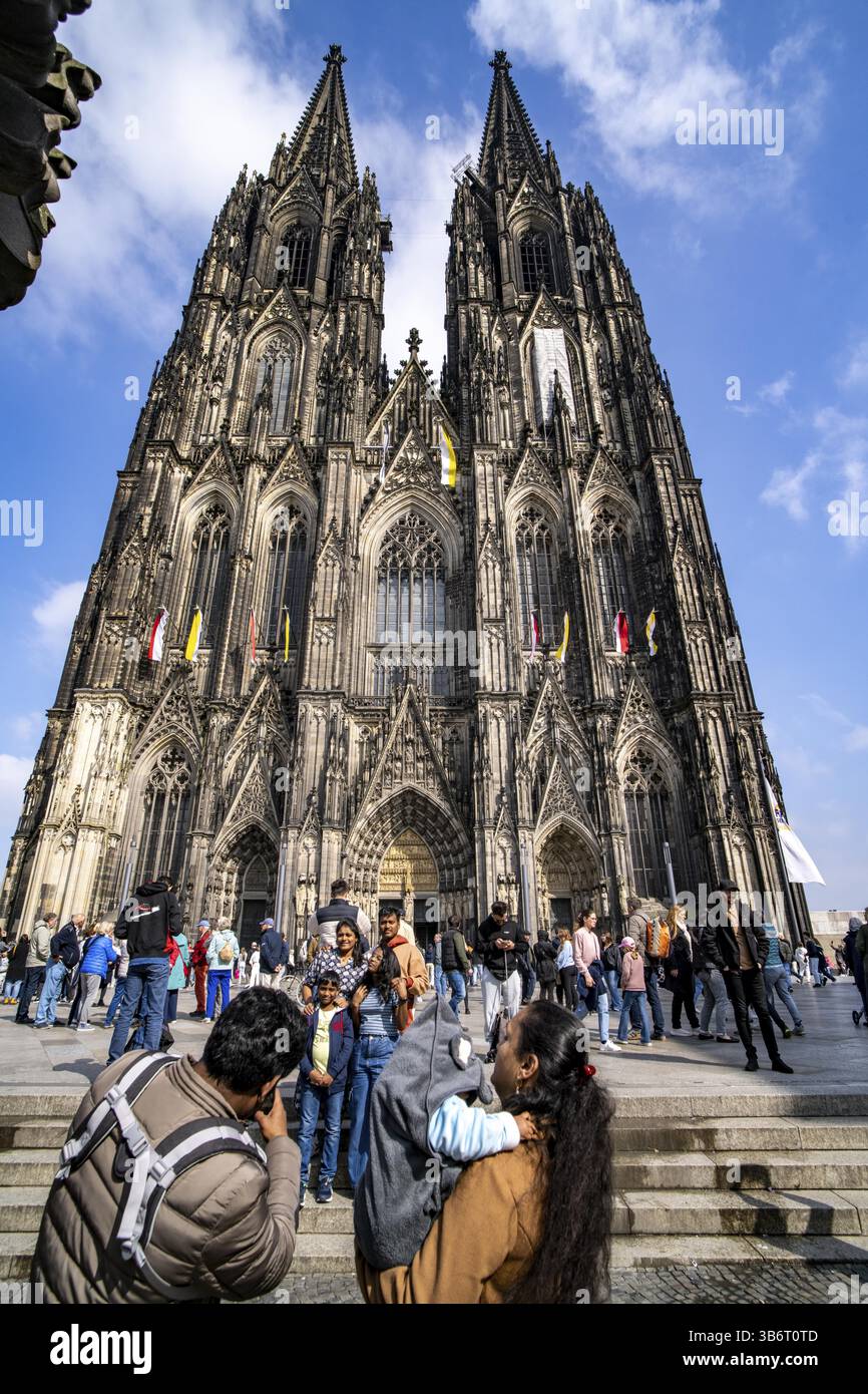 Cologne Cathedral, view of the west facade, on the north tower one of ...