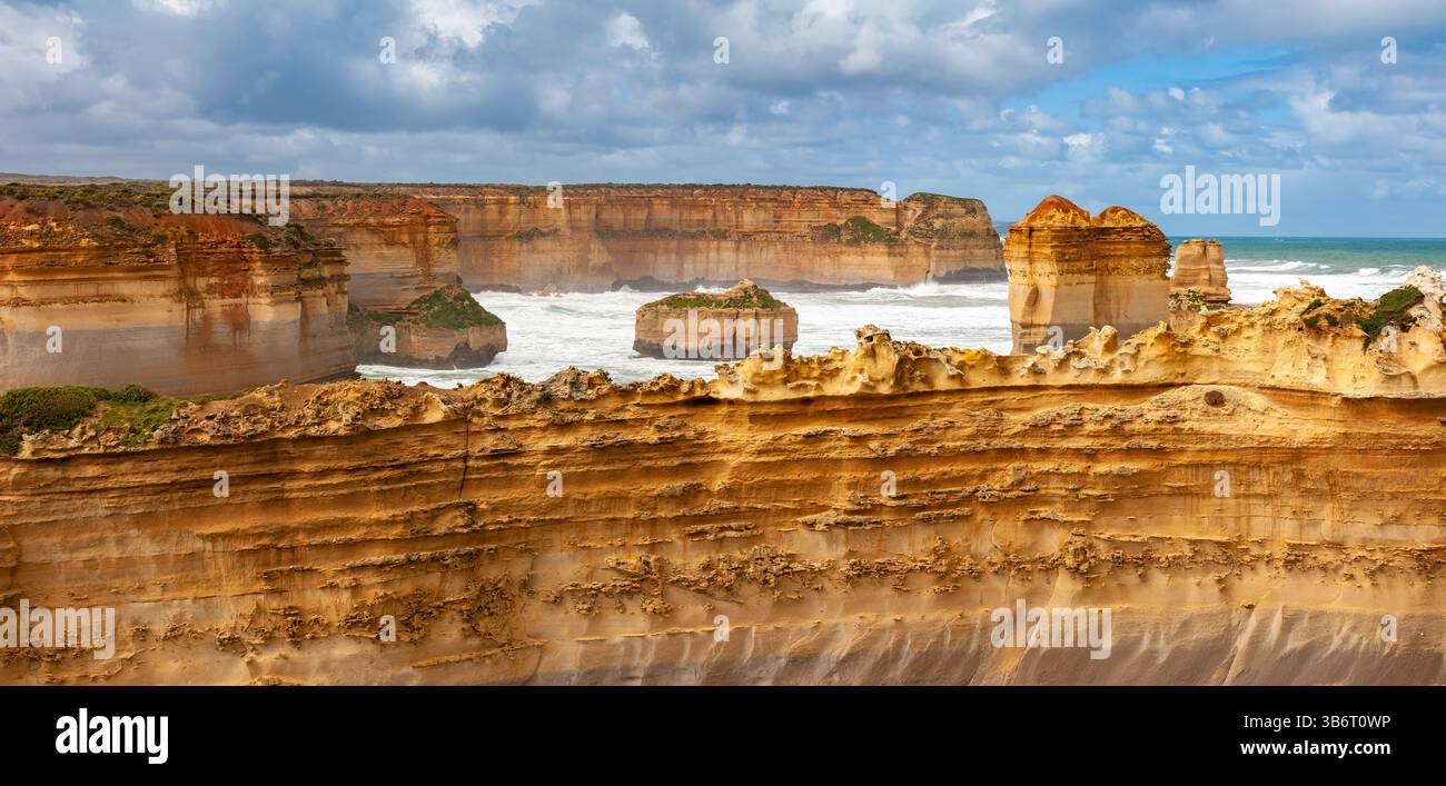 Cliff face in Loch Ard Gorge. Steep cliffs running through Port ...