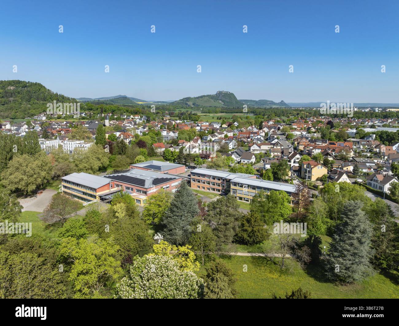 Aerial view, of the municipality of Rielasingen-Worblingen with the Ten ...