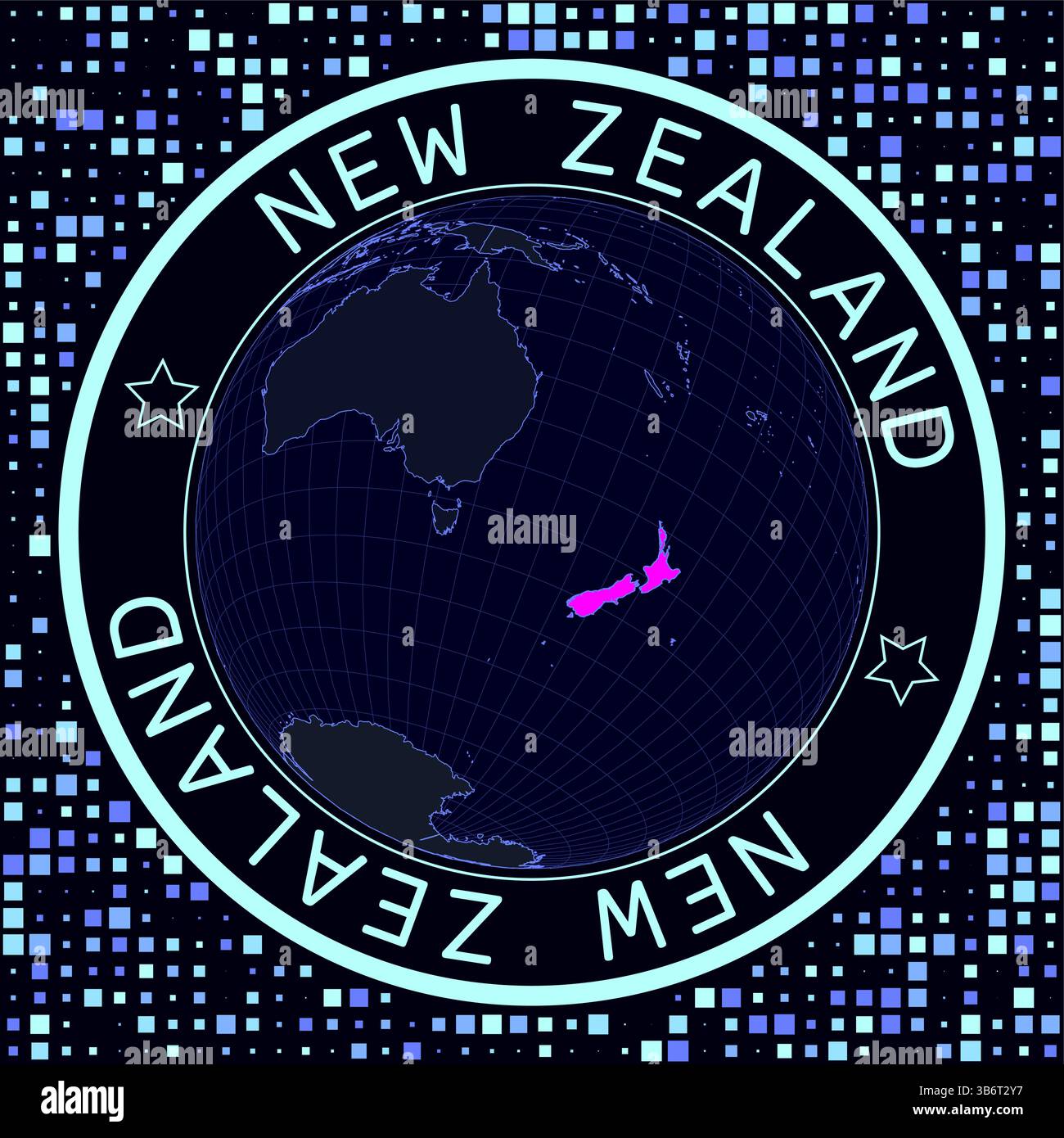 New Zealand on globe vector. Futuristic satellite view of the world ...