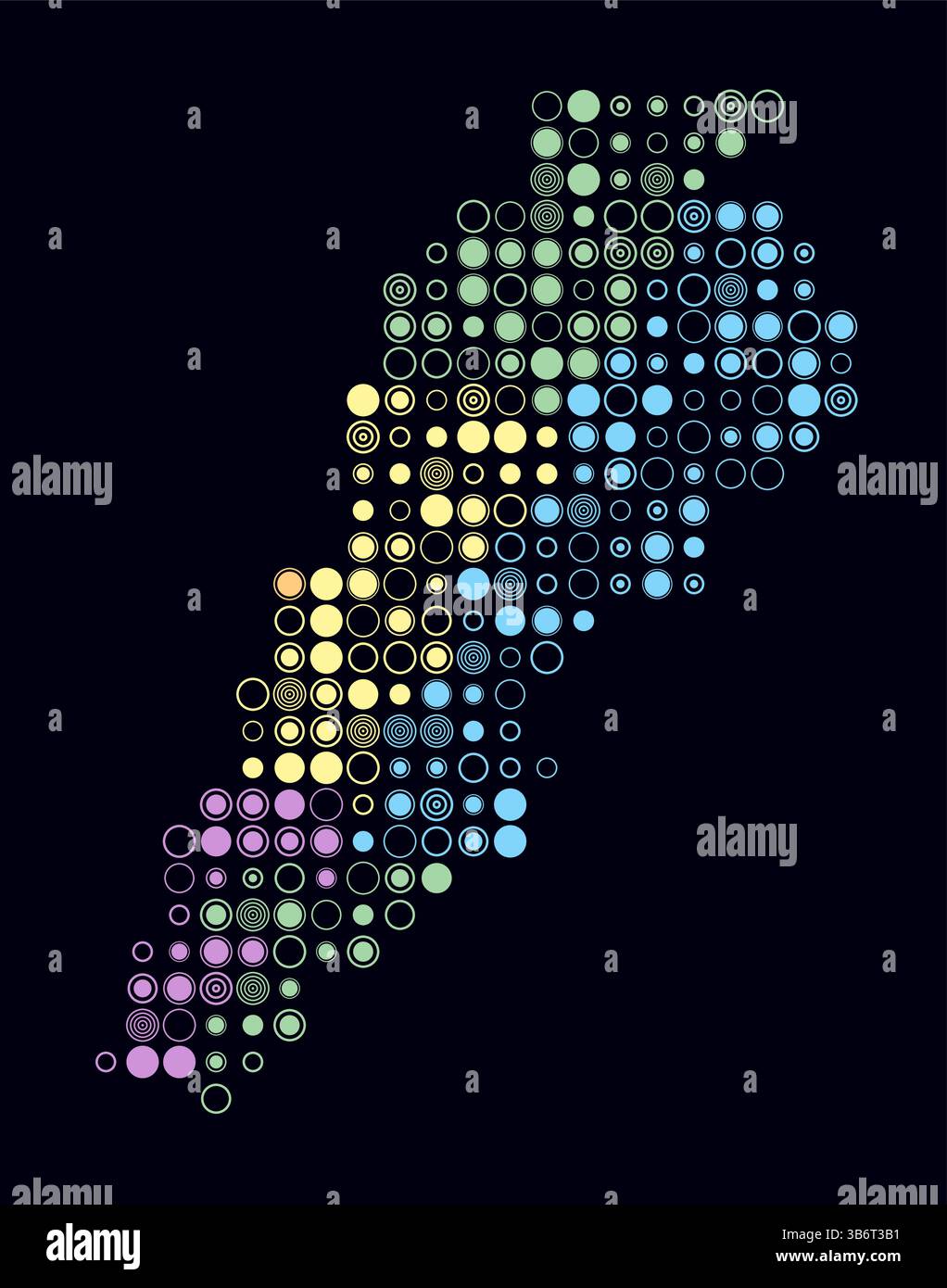 Lebanon, shape of the country built of colored cells. Digital style map ...