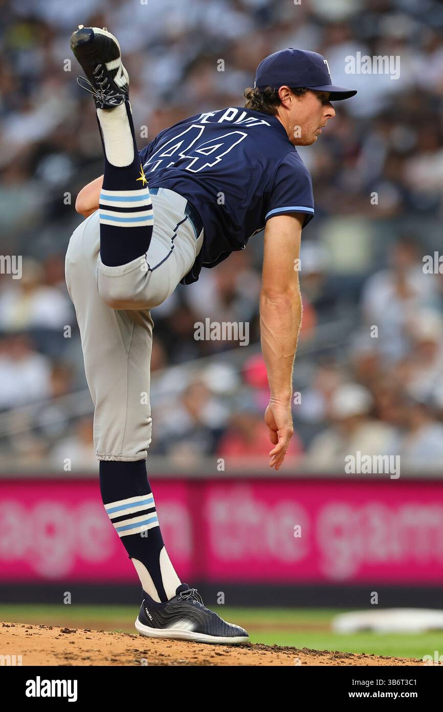 BRONX, NY - MAY 02: Ryan Pepiot #44 of the Tampa Bay Rays pitches ...