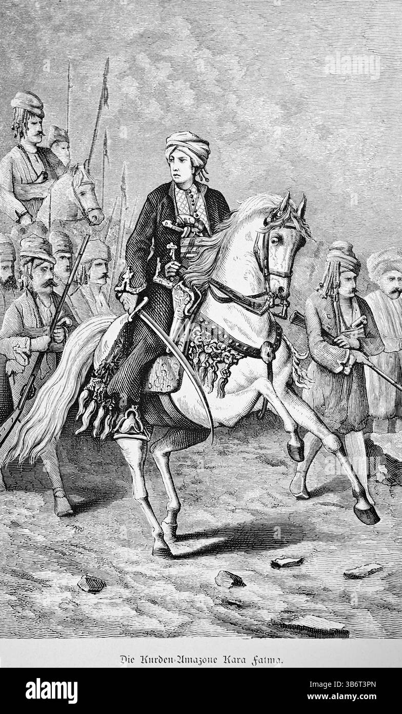The Kurdish Amazon Kara Fatma, Turkish national heroine riding a grey ...