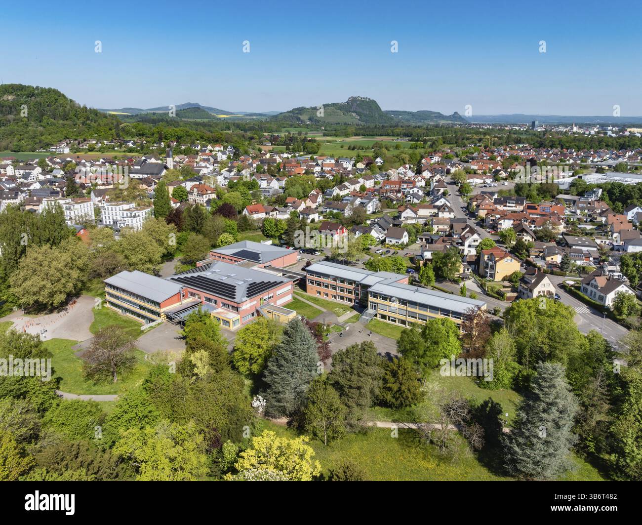 Aerial view, of the municipality of Rielasingen-Worblingen with the Ten ...