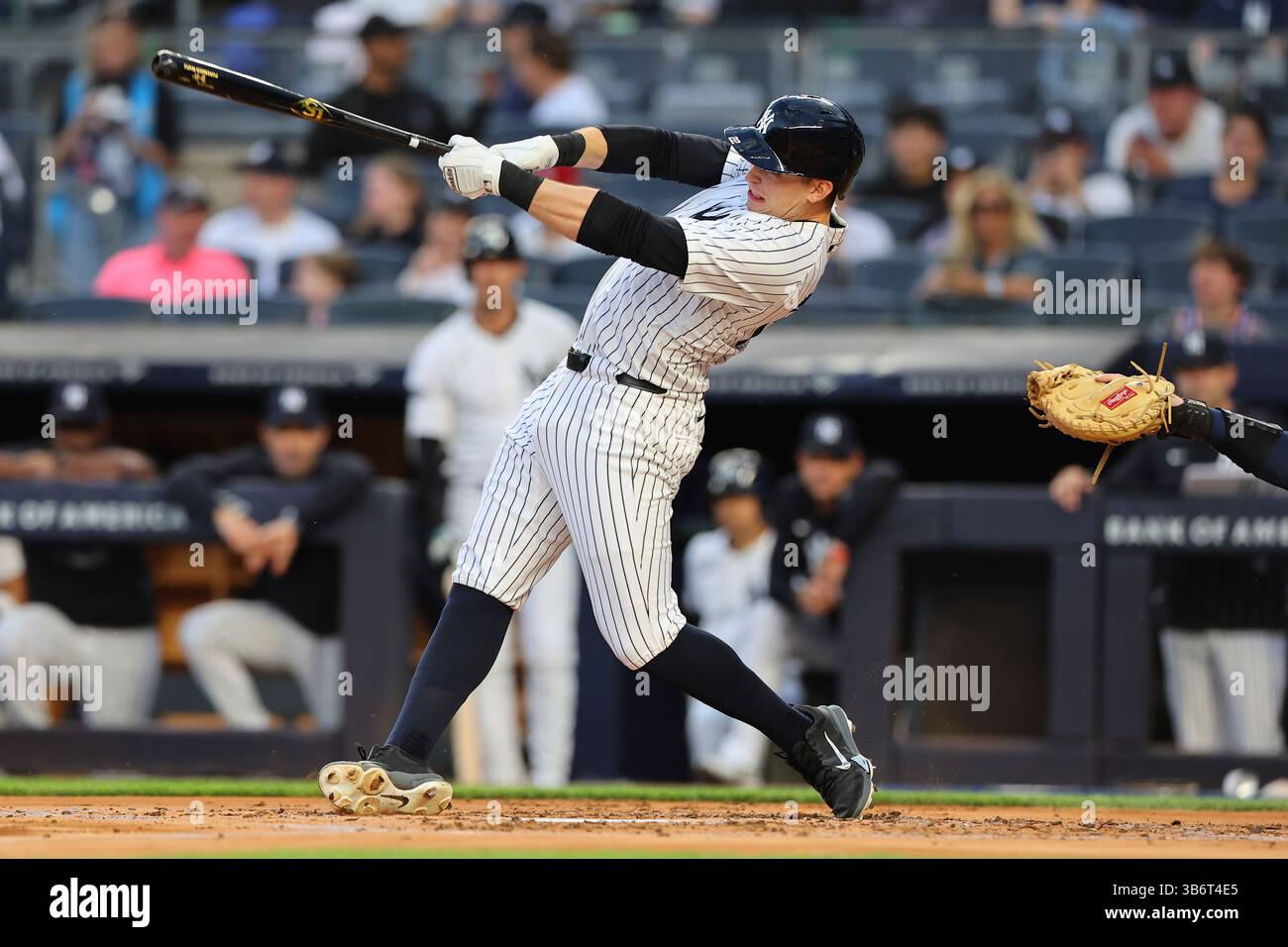 BRONX, NY - MAY 02: Ben Rice #22 of the New York Yankees at bat during ...