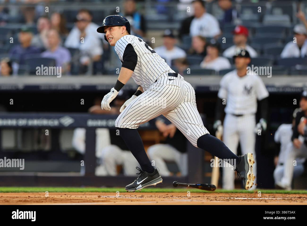 BRONX, NY - MAY 02: Ben Rice #22 of the New York Yankees at bat during ...