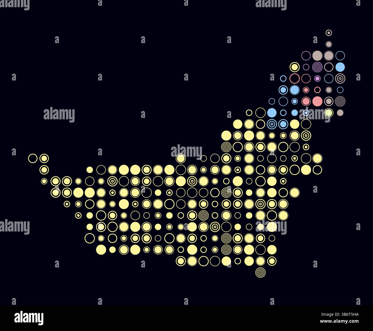 United Arab Emirates, shape of the country built of colored cells ...