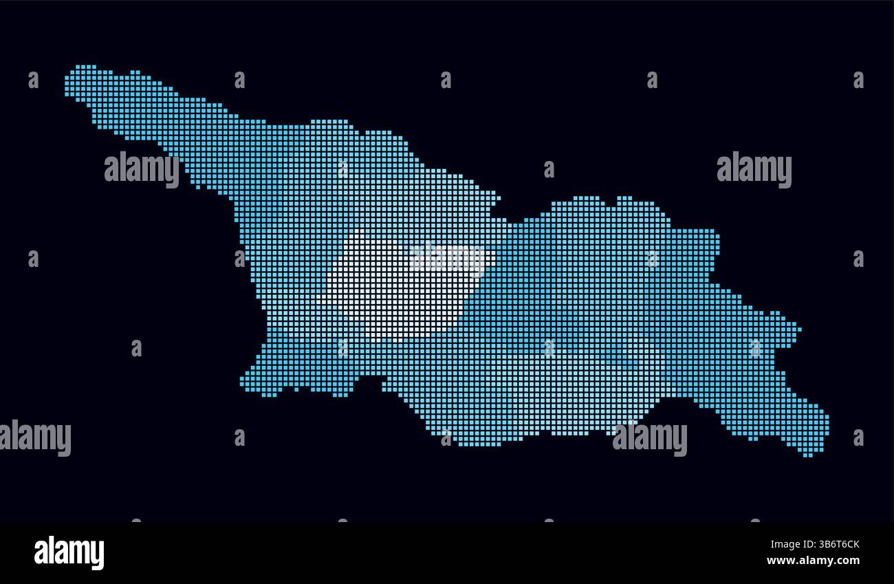 Georgia dotted map. Digital style map of the country on dark background ...