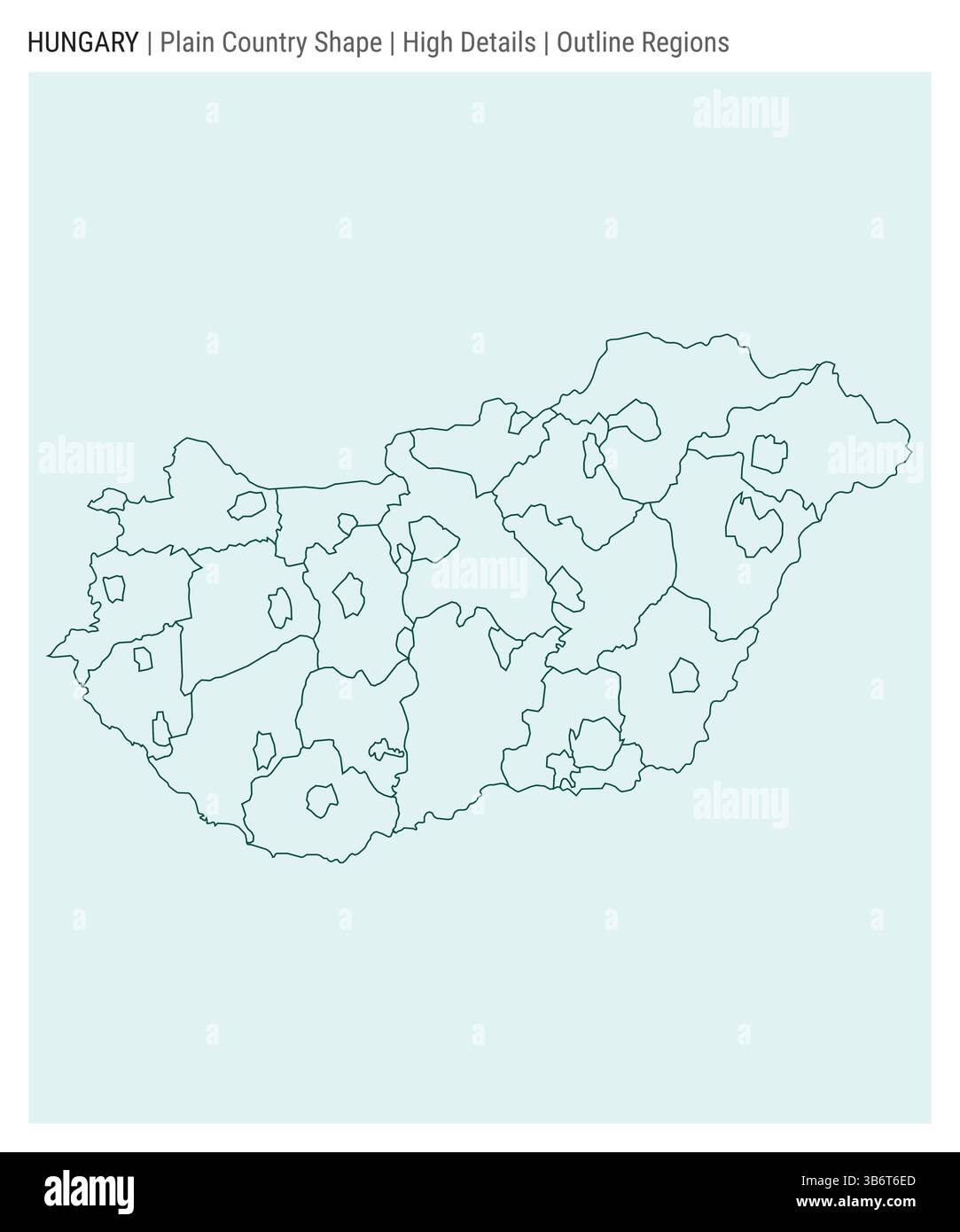 Hungary plain country map. High details. Outline regions style. Shape ...