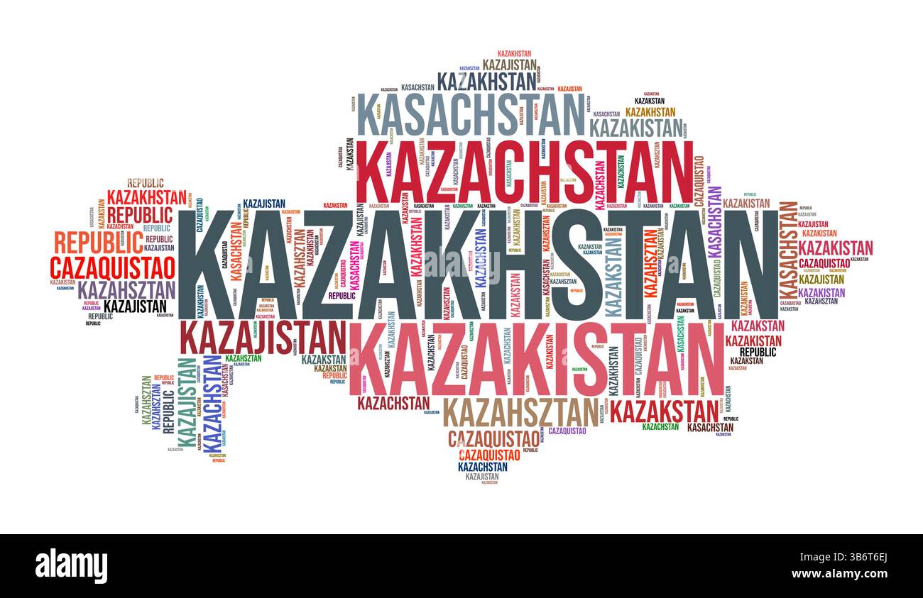 Kazakhstan country shape word cloud. Typography style country ...