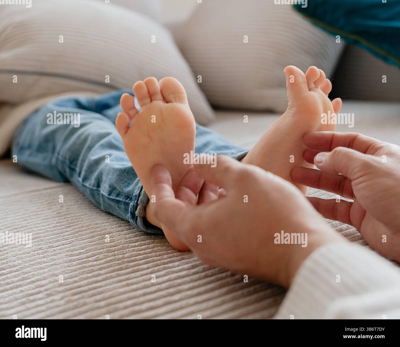 baby feet, boy feet, foot massage, dad tickles son's feet, foot tickling . High quality photo ...
