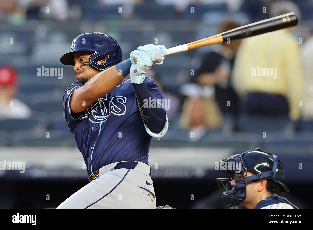 BRONX, NY - MAY 02: Christopher Morel #24 of the Tampa Bay Rays at bat ...