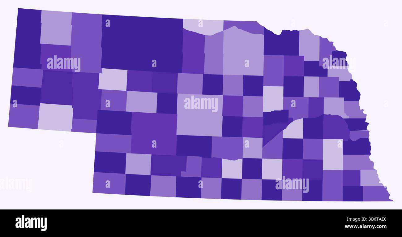 Map of Nebraska with counties. Just a simple state border map with ...