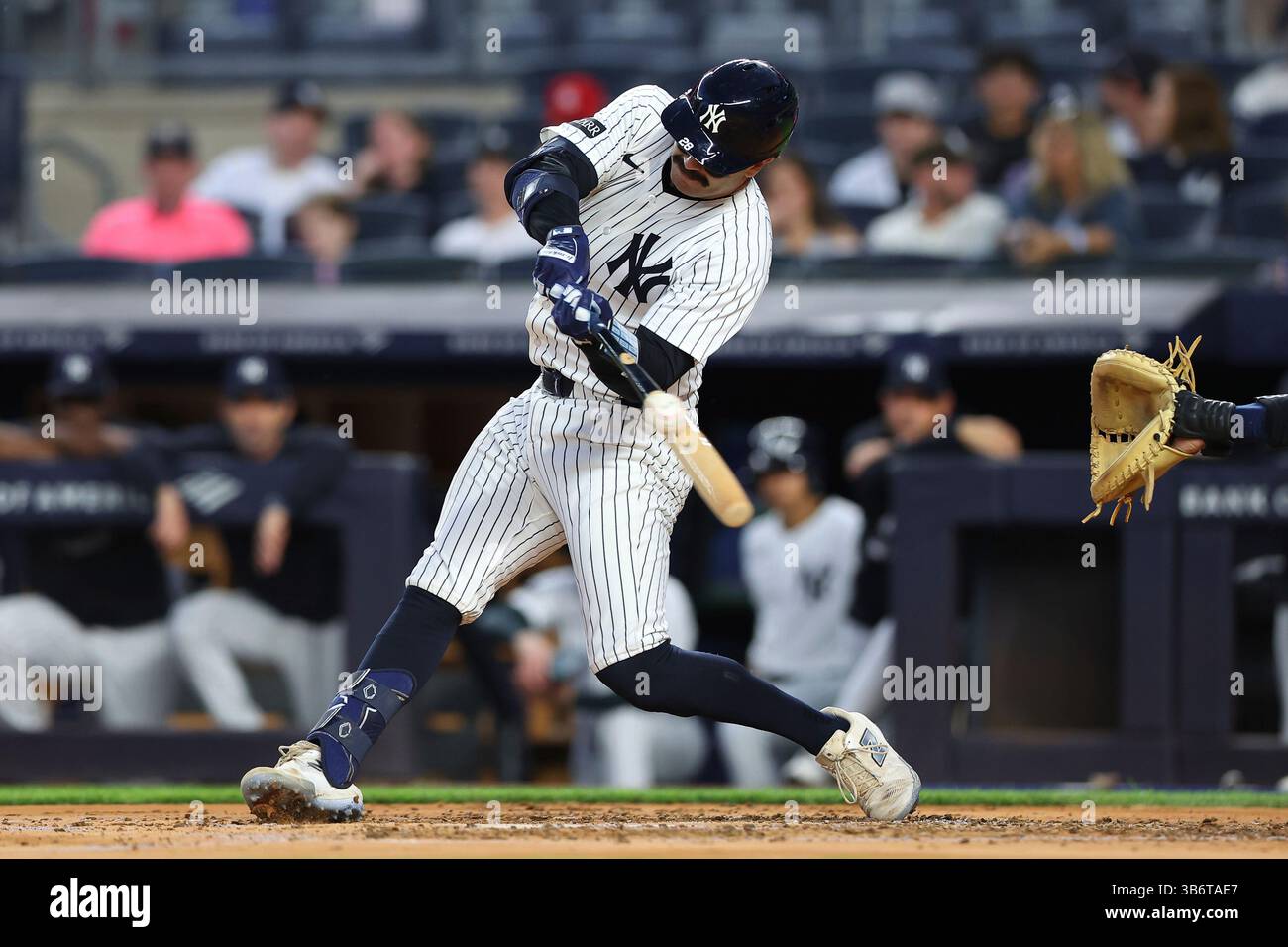 BRONX, NY - MAY 02: Austin Wells #28 of the New York Yankees at bat ...