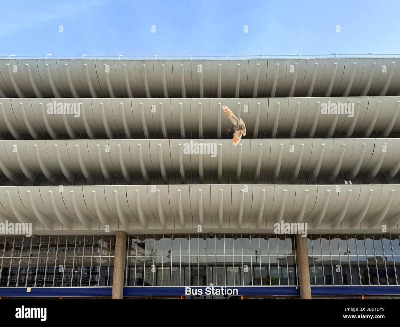 Iconic curved concrete balconies of Preston bus station. An example of ...