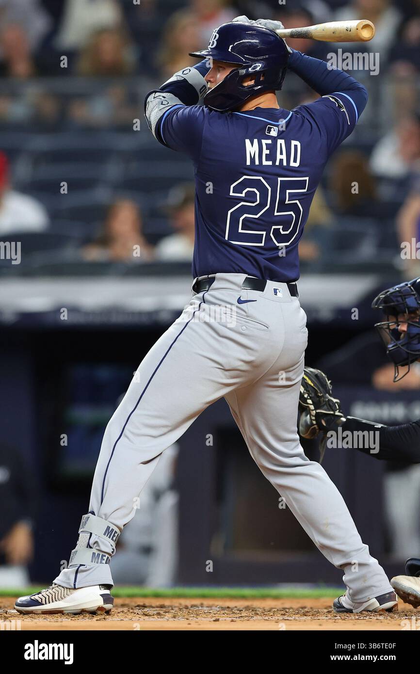 BRONX, NY - MAY 02: Curtis Mead #25 of the Tampa Bay Rays at bat during the game against the New ...