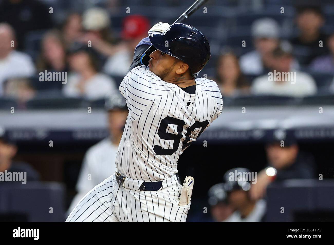 BRONX, NY - MAY 02: Jorbit Vivas #90 of the New York Yankees at bat ...